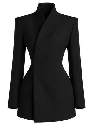 CURATED ROW Tess Structure Woven Blazer Dress - Black