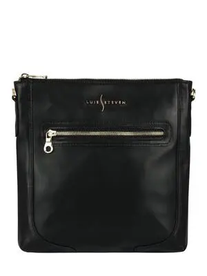 LUIS STEVEN Flat Messenger Bag Nappa Leather - Black