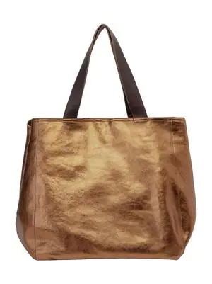 JUAN-JO Oversized Leather Tote Bag - Brown