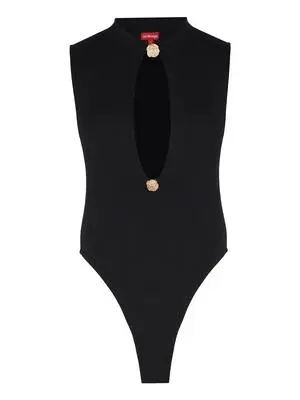 NO'DESIGN Monica Button-detail Cut-out Bodysuit - Black