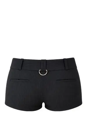 SALTEYE STUDIO Pinstripe Stretch Wool Gabardine Mini Shorts - Black