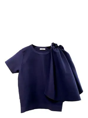 ARTO. Ruffle Panel Knit Cape Top - Blue
