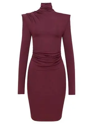 MANDRAGORA Fitted Turtleneck Knee-length Dress - Red