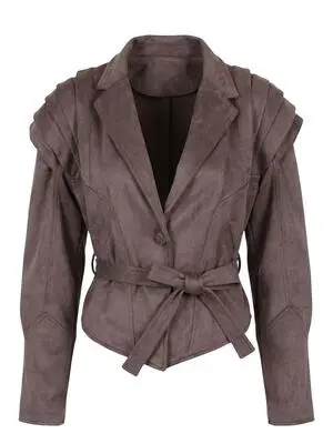 MODENAIRE Suede-effect Structured Shoulder Jacket - Brown