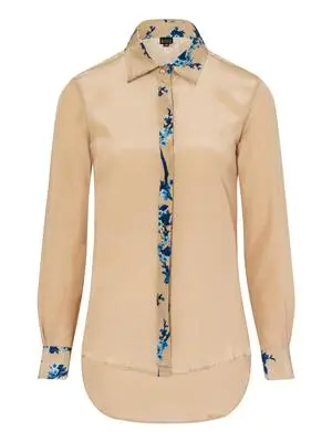 SOPHIE CAMERON DAVIES Printed Classic Silk Shirt - Beige