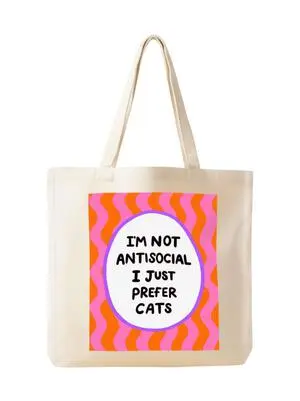 THE PAPER TAIL Natural Canvas Tote Bag With Gusset - Pink/orange