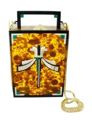GISSA BICALHO Dragonfly Acrylic Clutch - Brown