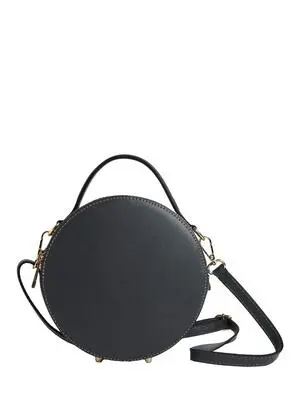 BETSY & FLOSS Round Leather Crossbody Bag - Grey