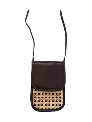 Pink Haley Cane And Leather Clutch Crossbody - Brown