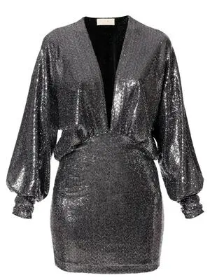 AGGI BY HALEWSKI Sequin Mini Dress - Silver/grey