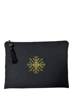 SPRINGMOONATELIER Handmade Cross-stitch Clutch - Black