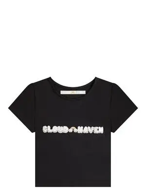 CLOUD HAVEN Cropped Baby Tee - Black