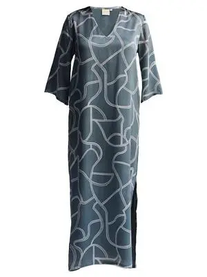 REISTOR Abstract Striped Maxi Dress - Green