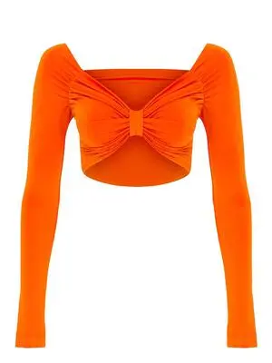 HERFETCH Off-the-shoulder Jersey Crop Top - Orange