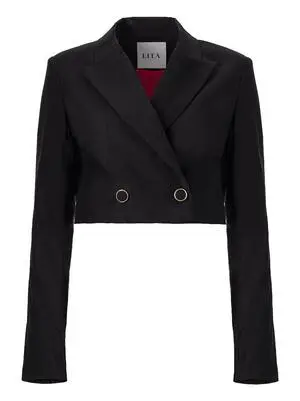 LITA COUTURE Cropped Wool Blazer - Black