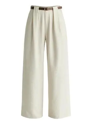 PAISIE Belted Wide Leg Trousers - Black