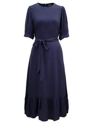 SMART AND JOY Viscose Blouse-dress With Ruffle Hem - Blue