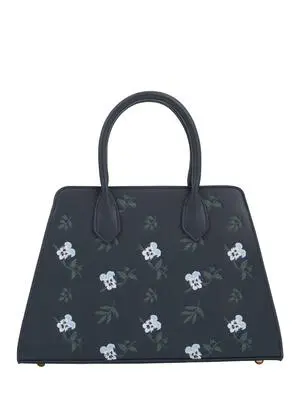 FABLE ENGLAND Ditsy Pansy Embroidered Structured Tote - Blue