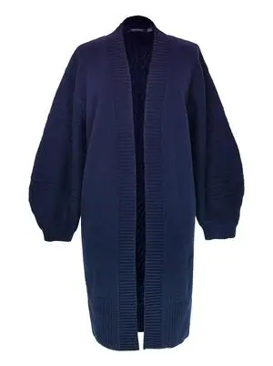 EMMA WALLACE Althea Fine Knit Merino Wool Cardigan - Blue