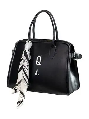 VAZAF Smooth Leather Tote Bag With Scarf - Black