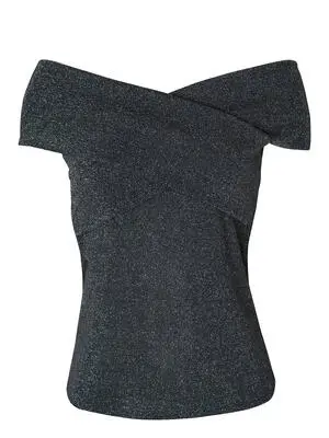 2KSTYLE Kiki Off-the-shoulder Lurex Top - Grey