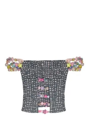 28NATELIER Corset Top - Grey/pink