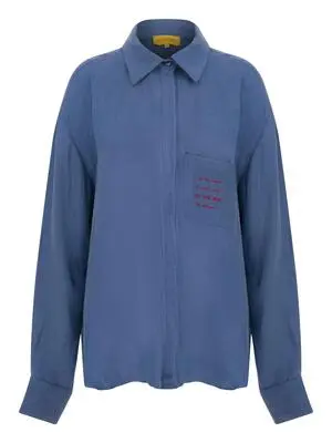 JE TE VEUX Linen Ocean Shirt - Blue