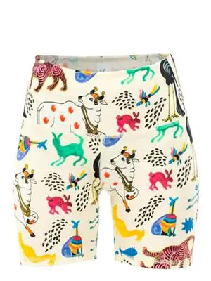 PITAYA YOGA Animal Soup Print Shorts - White