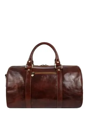 TIME RESISTANCE Small Leather Duffle Bag - Brown