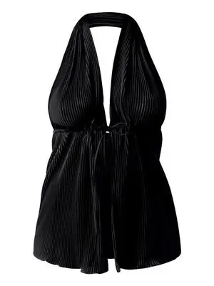 SYLKI Plisse Halter Top