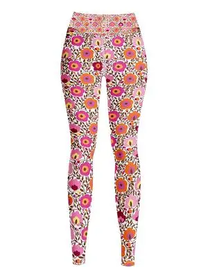 JESSIE ZHAO NEW YORK High Waist Yoga Leggings In Land Of Flowers - Red