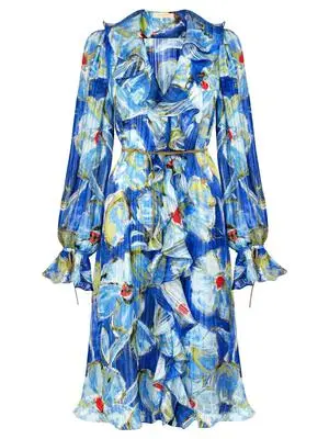 ELSAVA Of Silence Ruffle Dress - Blue