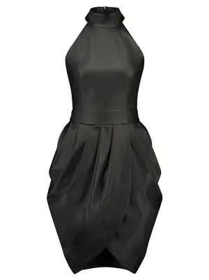 MONIQUE SINGH Faux Leather Halterneck Midi Dress - Black