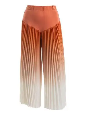ARTISTA Pleated Wide-leg Culottes - White/orange