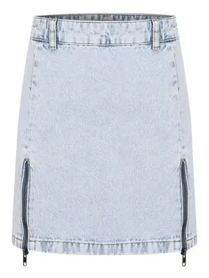 GOC DENIM Light Wash Zipper Detail Denim Mini Skirt - Blue