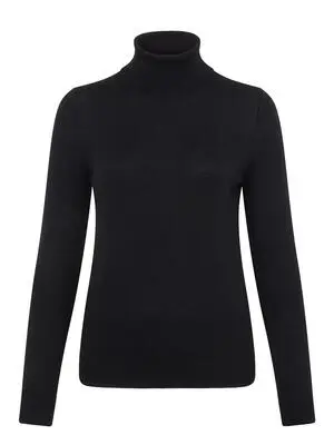 PAUL JAMES KNITWEAR Harriet Extra Fine Merino Wool Roll Neck Jumper - Black
