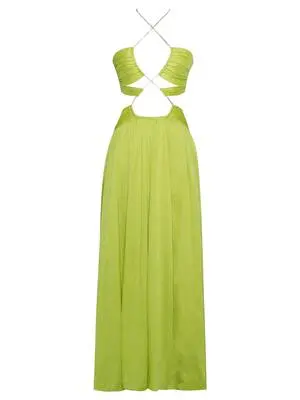 MISS CIRCLE NEW YORK Pleated Chiffon Maxi Dress - Green