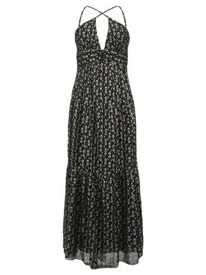 SMART AND JOY Tiered Paneled Backless Maxi Dress - Black