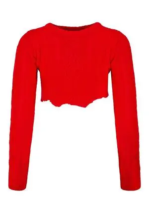 BOUTIQUE KAOTIQUE Knitted Crop Long Sleeve - Red