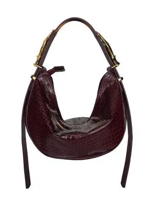 INDIGOLUSH Hobo Leather Bag With Adjustable Strap - Brown/red