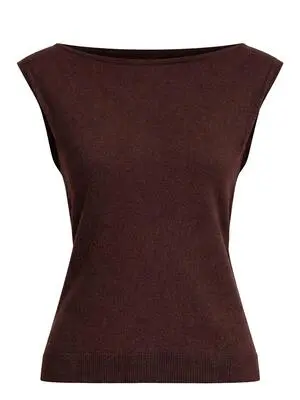 FIORA MUSE Cap Sleeve Cashmere Vest Top - Brown