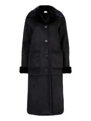 ISSY LONDON Nicole Maxi Coat Vegan Faux Shearling - Black
