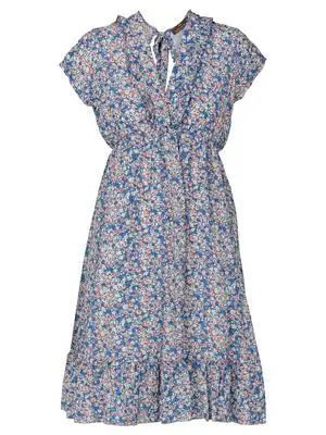 TANTRA SPAIN SL Floral Print Short Dress With Open Back - Blue