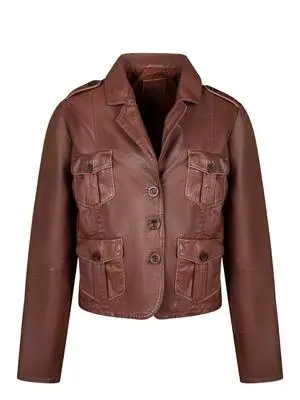 ZASTASTUDIO Multipocketed Leather Blazer - Brown