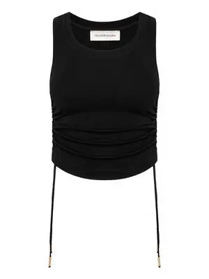MANDRAGORA Adjustable Viscose Blend Crop Top - Black