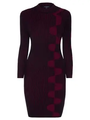 RUMOUR LONDON Luna Two-tone Ribbed Knit Dress - Red