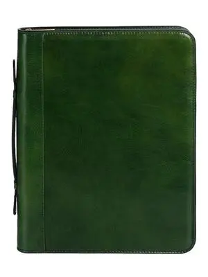 TIME RESISTANCE Leather Portfolio With Binder - Green