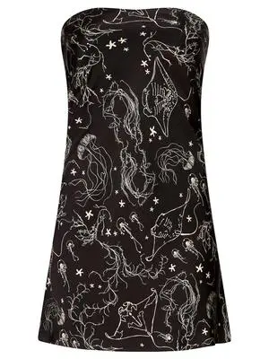 LILY ROU Silk Ray Bandeau Mini Dress - Black