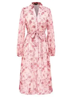 SMART AND JOY Floral Print Shirt Dress - Pink