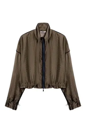 NOCTURNE Sheer Zip-front Jacket - Brown